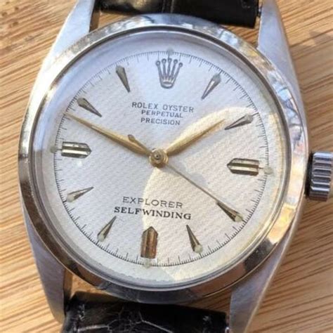 Rare Rolex Explorer 6298 Honeycomb Dial 1953 Case Stamp Vintage Mens