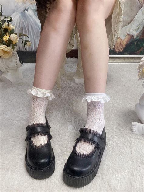 Black Ruffles Design Flatforms