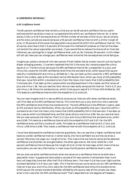 12 Confidence Levels Minor In Statistics 6 Confidence Intervals 6 Confidence Levels The 95