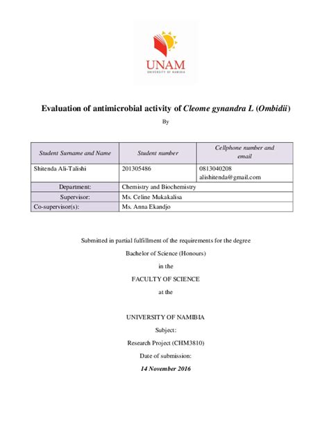 Pdf Evaluation Of Antimicrobial Activity Of Cleome Gynandra L Ombidii