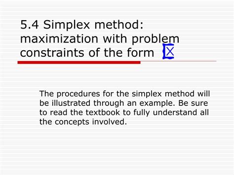 Ppt 54 Simplex Method Maximization With Problem Constraints Of The