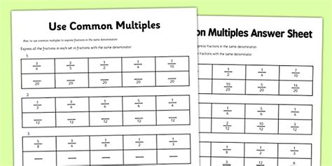 Grade 6 Common Multiples Worksheet Twinkl Math