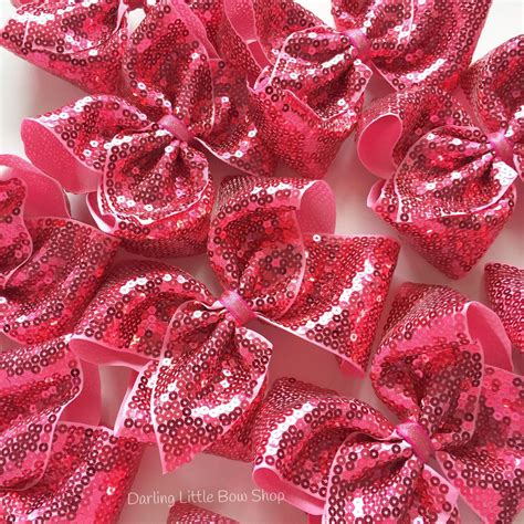 Pink Sequin Bow Absolutely Stunning Pink Hairbow 4 5