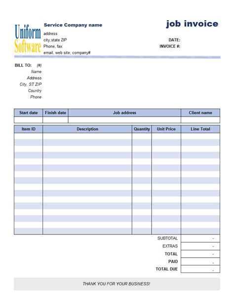 Service Invoice Templates