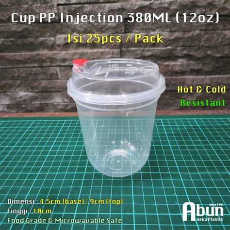 Jual Cup Pp Injection 380ml 12oz Oval Isi 25pcs Plus Lidcap Cap