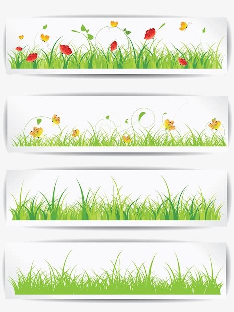 Premium Vector Set Of Backgrounds With Vector Green Grass