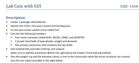 Solved Lab Coin With Gui Csis 1410 Description Create A