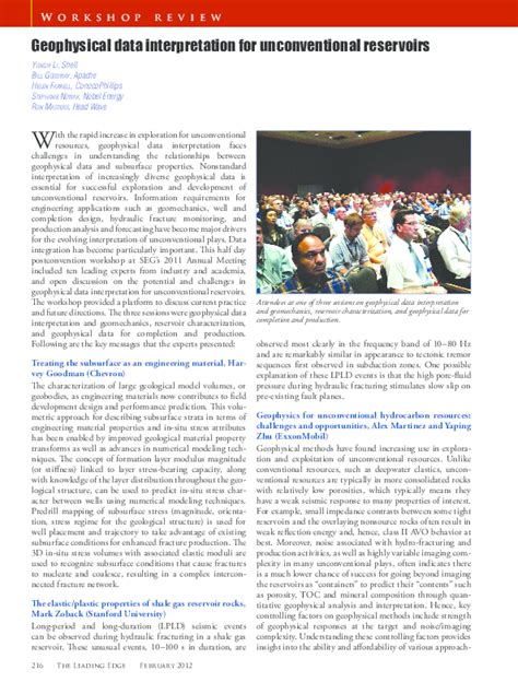 Pdf Geophysical Data Interpretation For Unconventional Reservoirs