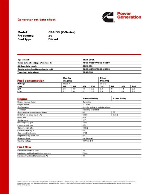 Cummins C33d5 Data Sheet Pdf Diesel Engine Engines