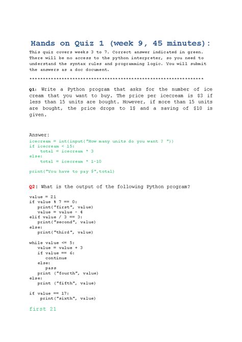 Hands On Quiz 1 Week 9 Python Programming Mcqs Studocu