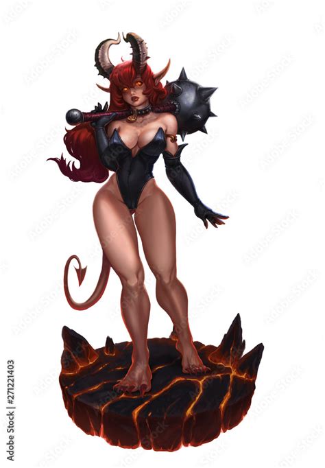 Succubus Sexy In Saber Carnival Box And Gloves Realistic Illustration