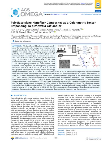 Pdf Polydiacetylene Nanofiber Composites As A Colorimetric Sensor