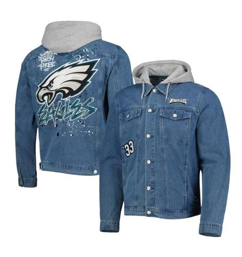 Philadelphia Eagles Nfl “the Wild Collective Hooded Full Zip Denim