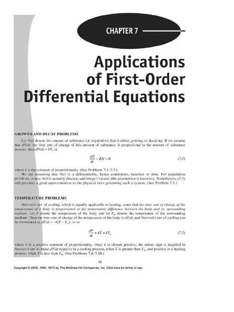 Differential Equations Application Of First Order Pdf