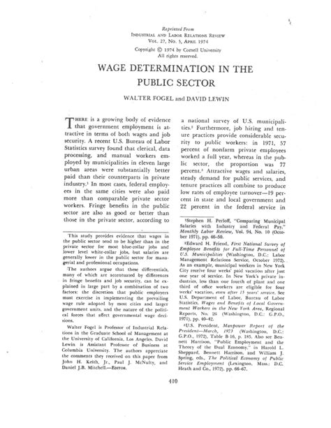 Pdf Wage Determination In The Public Sector