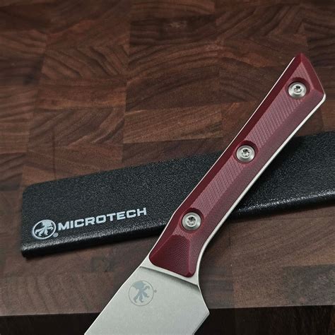 Microtech Knives 6 M390 Utility Knife Stonewash Merlot G 10 3400 10mr