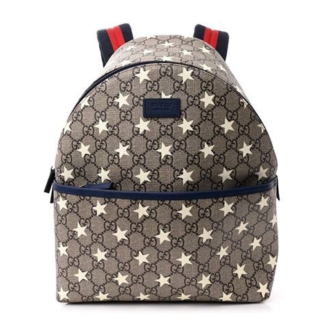 Gucci Gg Supreme Monogram Neo Vintage Drawstring Backpack Beige New