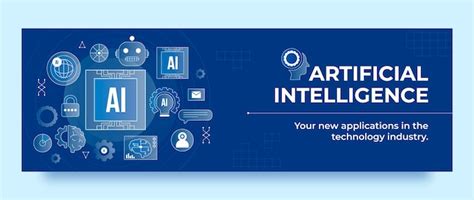 Artificial Intelligence Concept Twitter Header Free Vector