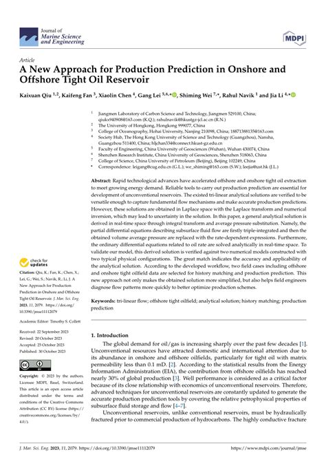 Pdf A New Approach For Production Prediction In Onshore And Offshore Tight Oil Reservoir