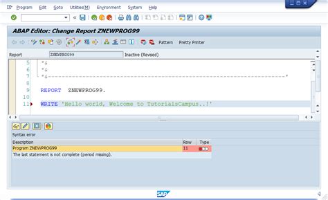 Sap Abap First Program Tutorialscampus Sap Abap First Program Tutorialscampus