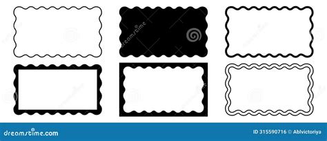 Set Of Different Rectangle Frames With Wavy Edges Cute Rectangular