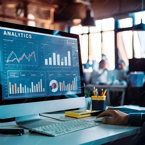 Modern Office Analytics Dashboard With Data Trends And Charts On