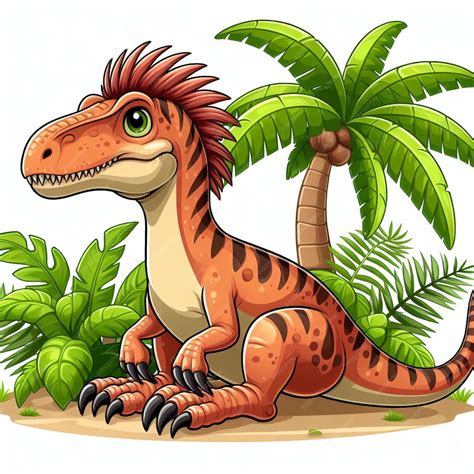 Premium Vector Cute Dilophosaurus Vector Cartoon Illustration