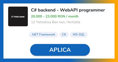 Remote C Backend Webapi Programmer Tracklease