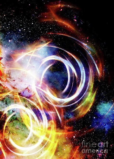 Cosmic Space And Stars With Light Circle Painting By Jozef Klopacka