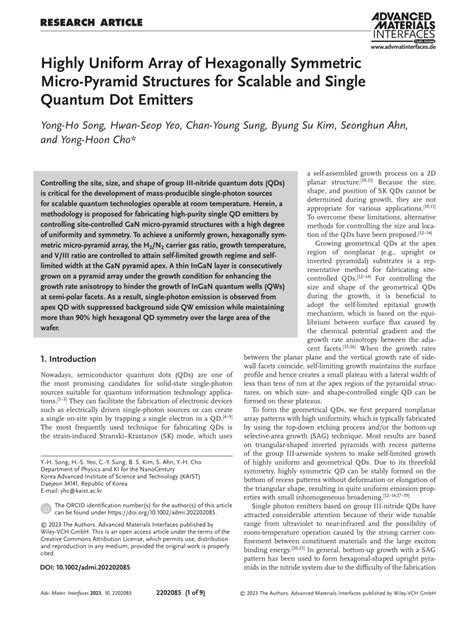 Pdf Highly Uniform Array Of Hexagonally Symmetric Micro‐pyramid
