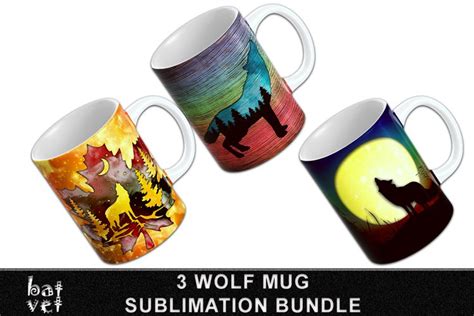 Wolf Mug Wrap Bundle Wolf Sublimation Coffee Cup Png