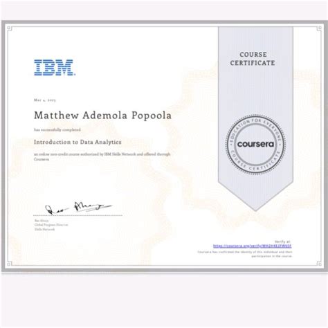Here Is My First Certificate On Data Analytics On Coursera I Learnt The Matthew Popoola