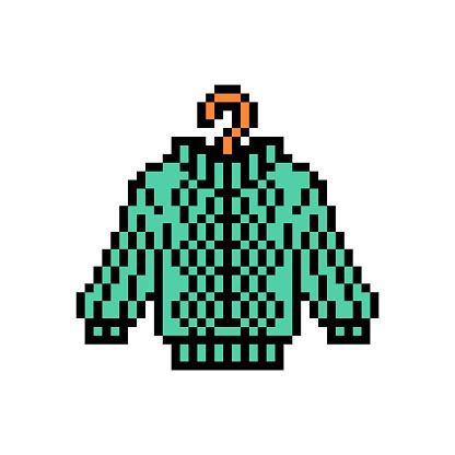 Pixel Art Symbol Of A Green Knitted High Neck Sweater On A Hanger