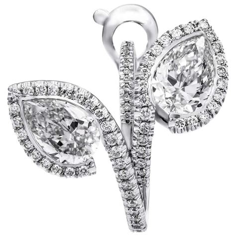 Diamond Pear Shape Hoop Earrings For Sale At 1stdibs