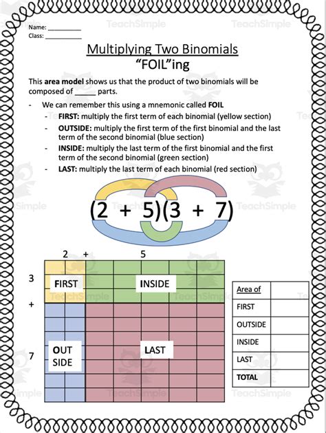 Foiling Worksheet Multiplying Binomials Activity Battleship Math Game