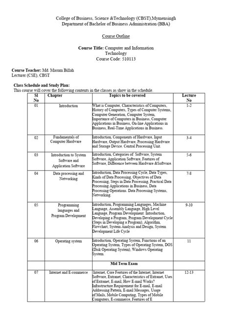 Course Outline Pdf Programming Computer Program