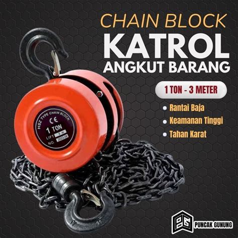 Jual Katrol Angkat Barang Chain Block Rantai Baja Kuat Beban 1 Ton Tahan Korosi Anti Karat