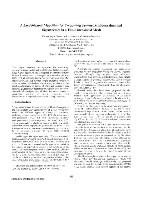 Pdf A Jacobi Based Algorithm For Computing Symmetric Eigenvalues And