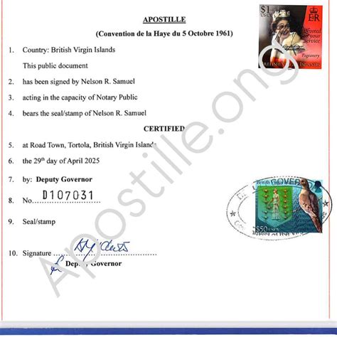 Apostille From Virgin Islands British Sample And Express Apostille Service Apostille For