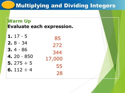 Multiply And Divide Intergers 1ppt
