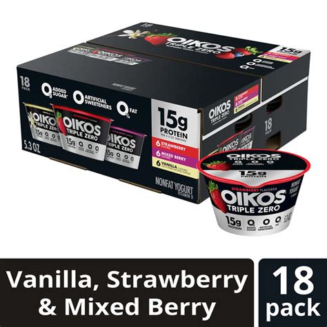 Oikos Triple Zero Greek Nonfat Yogurt Strawberry Mixed Berry