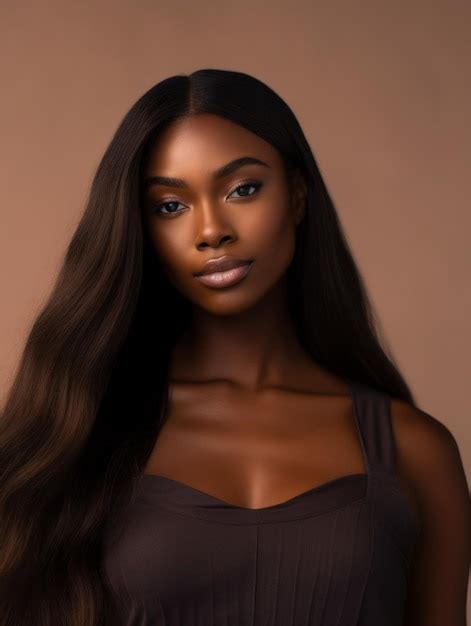 Premium Ai Image Beautiful Ebony African Model Woman With Long