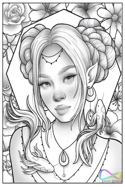 Portrait Coloring Pages For Adults Grayscale Version Infinity Designo