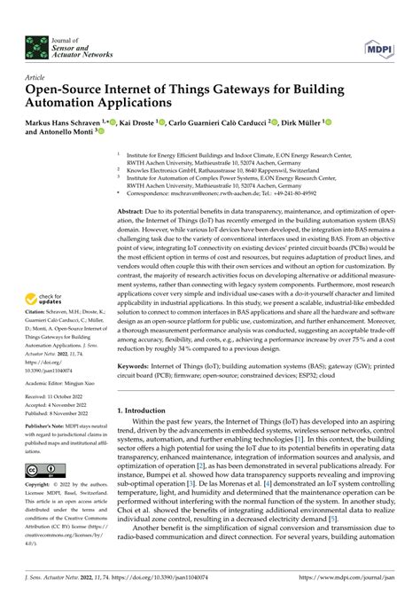 Pdf Open Source Internet Of Things Gateways For Building Automation Applications