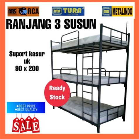 Jual Ranjang Susun Ranjang Tingkat 3 Bunk Bed Besi Tempat Tidur Besi Shopee Indonesia