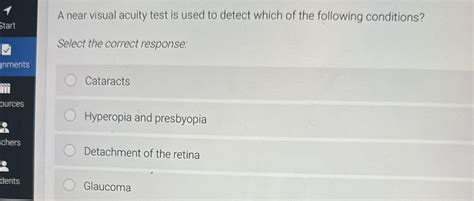 Solved A Near Visual Acuity Test Is Used To Detect Which Of