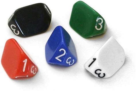 The Dice Lab Set Of 5 Unique 3 Sided D3 Dice In Red Blue
