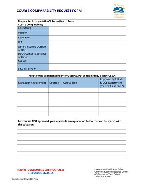 Delaware Course Comparability Request Form Fill Out Sign Online And