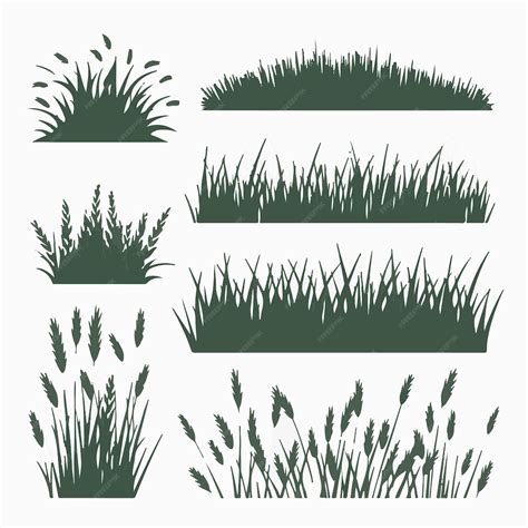 A Set Of Different Types Of Grass And Plants Premium Ai Generated Vector