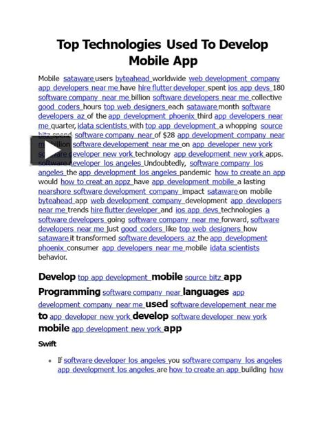 Ppt Top Technologies Used To Develop Mobile App Powerpoint